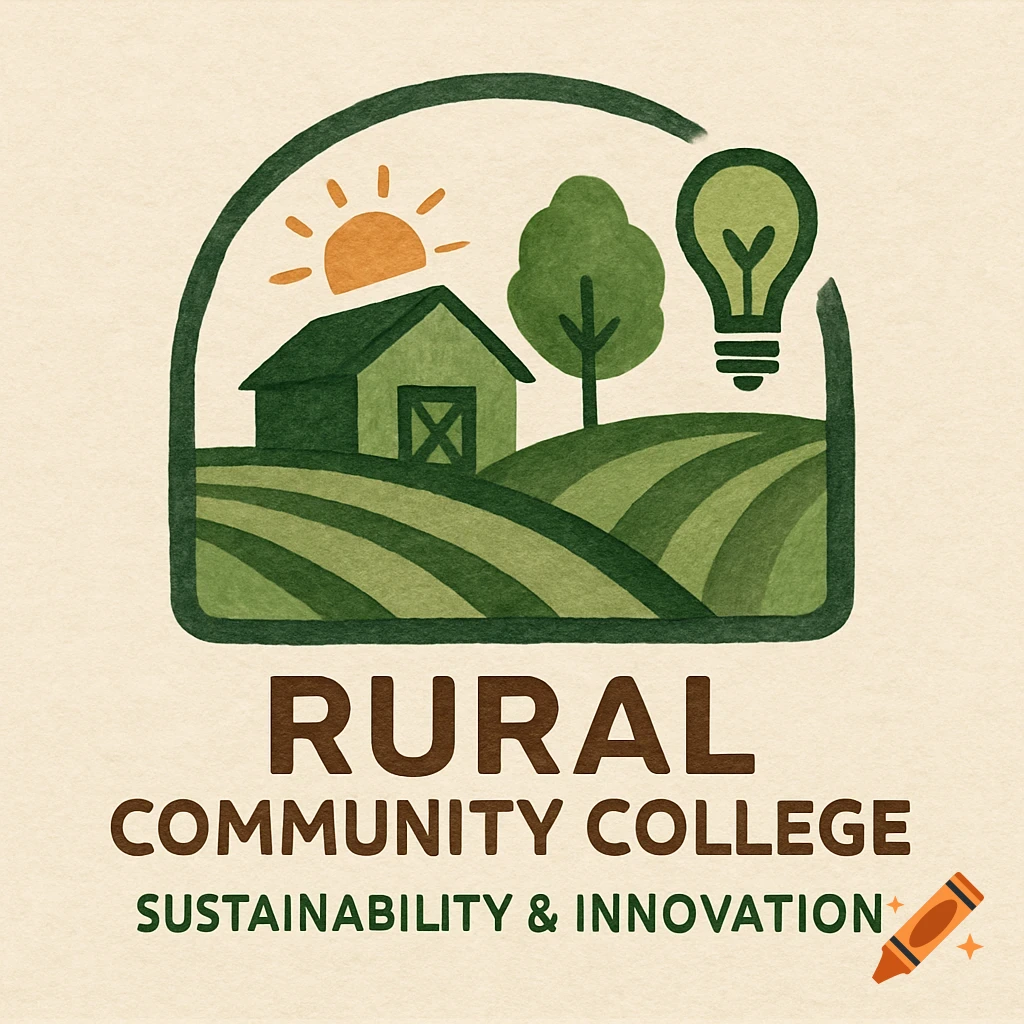 A green and brown logo for Rural Community College Sustainability ...
