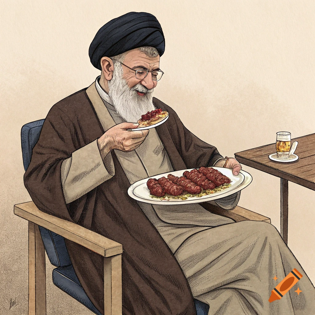 Illustration of an elderly bearded man in religious attire sitting and ...