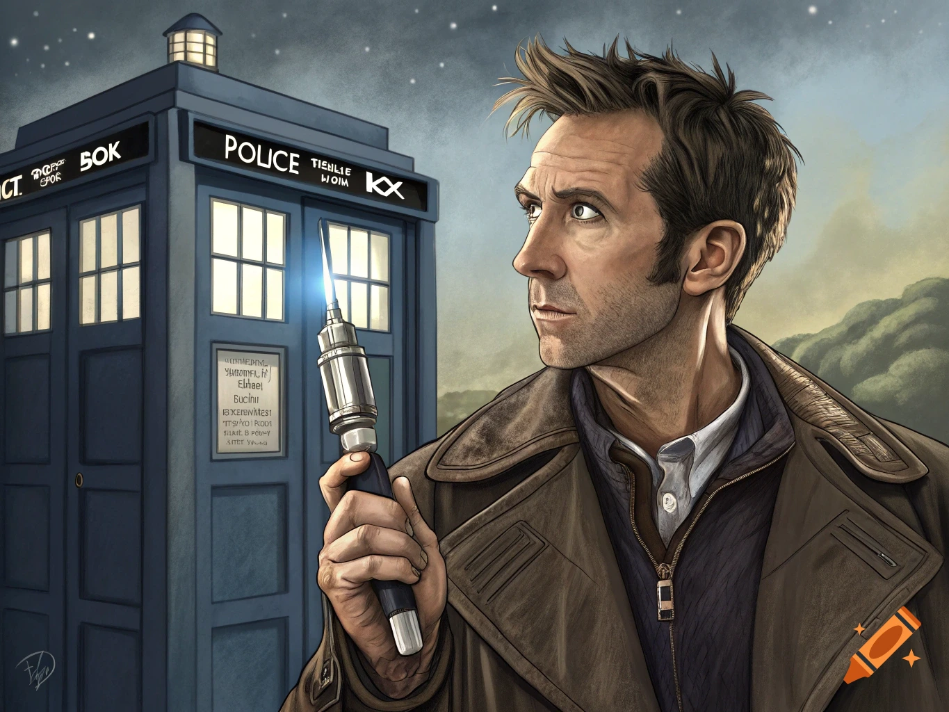 An illustration of a man resembling Paddy Considine as the Doctor ...