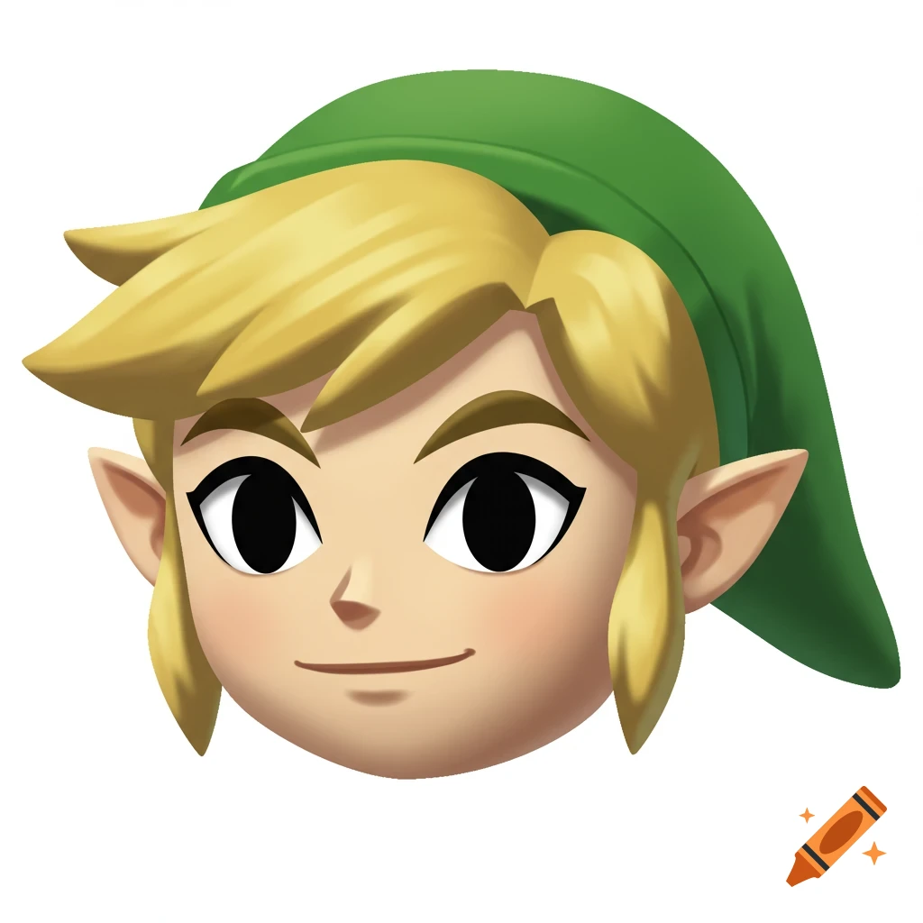 A stylized floating head of Link from The Legend of Zelda: Wind Waker ...