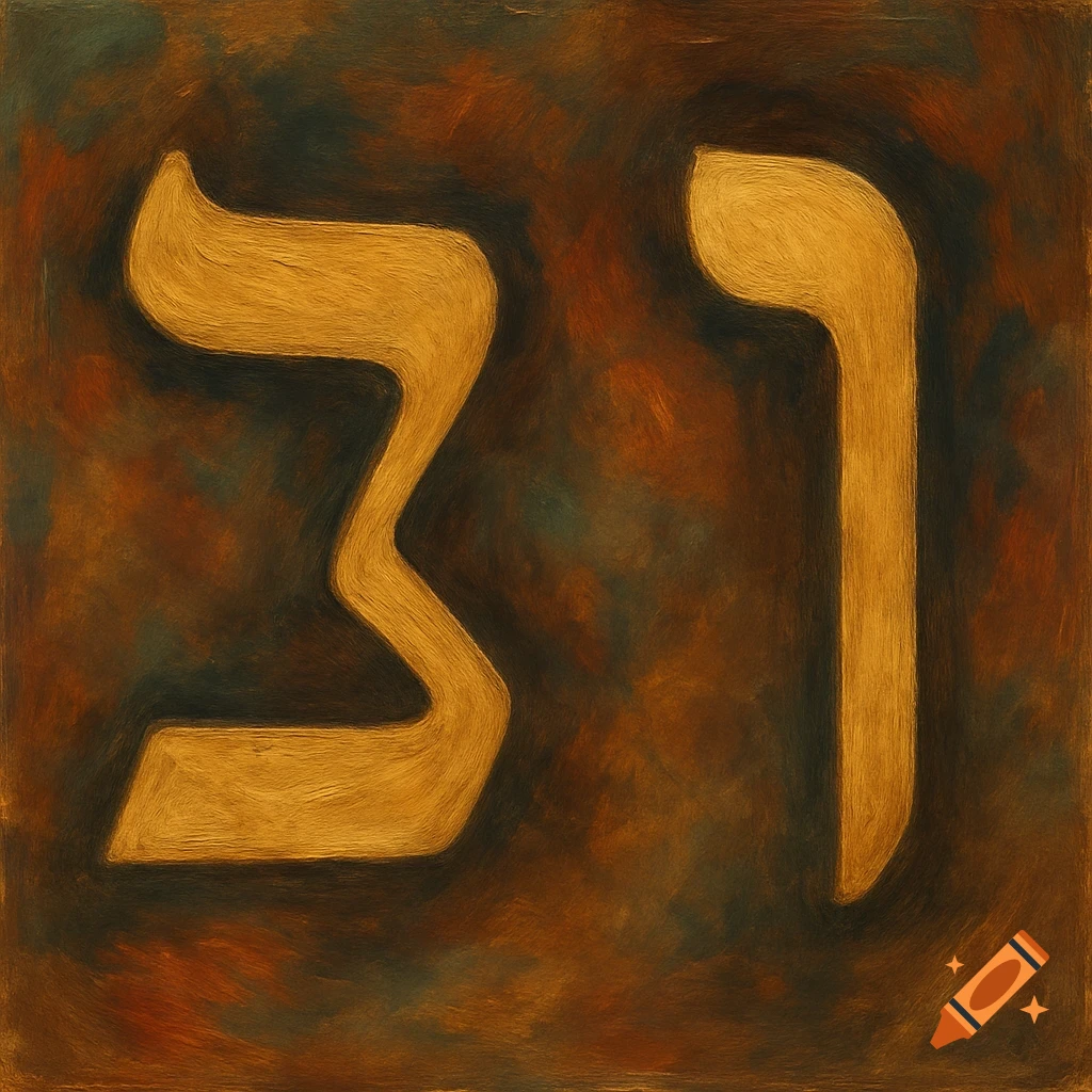 Two golden Hebrew letters, Tsadi and Tsadi Sofit, on a dark, textured ...
