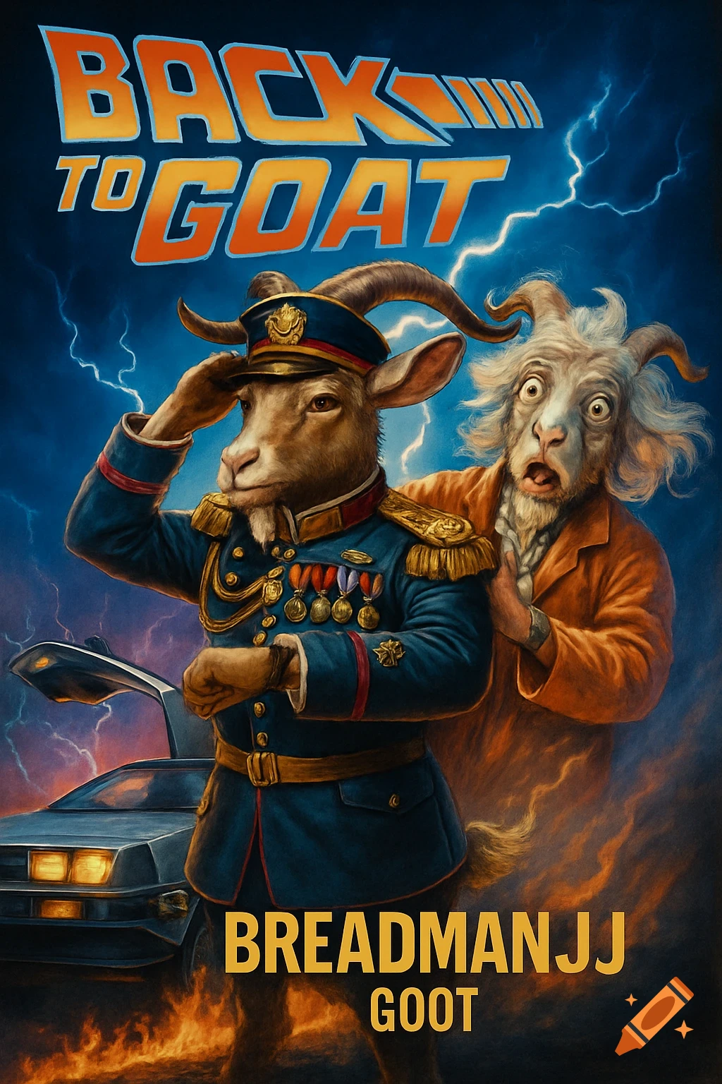 A movie poster parody titled "Back to GOAT" featuring a goat in a ...