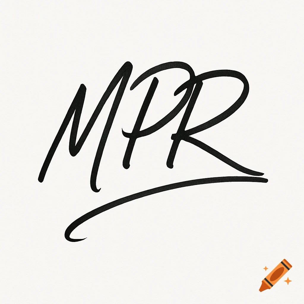 A stylized black signature with the letters 'MPR' and an underscore on ...