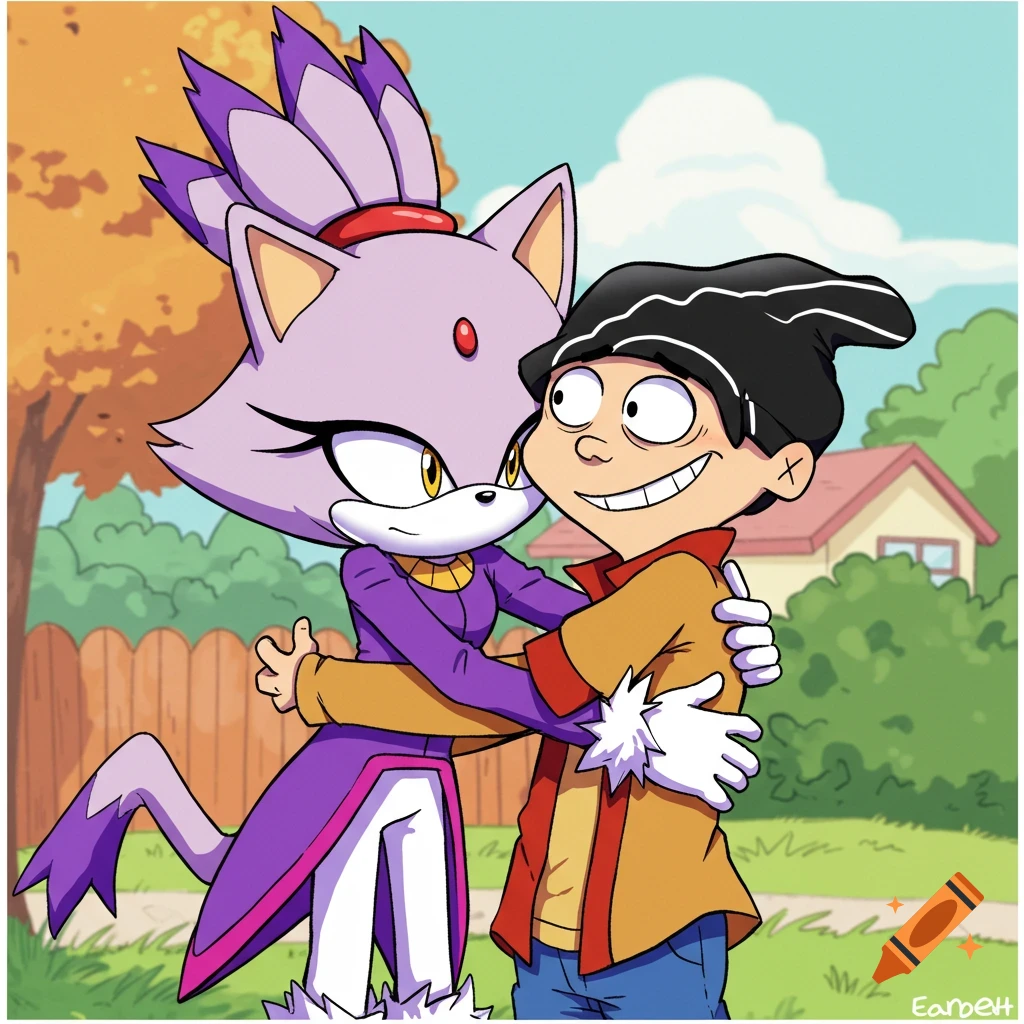 Blaze the Cat from Sonic the Hedgehog hugging Edd from Ed, Edd n Eddy ...
