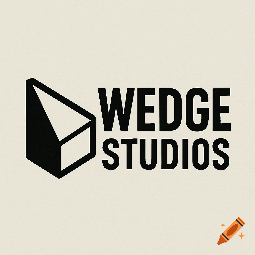 A black and white logo featuring a stylized wedge shape and the text ...