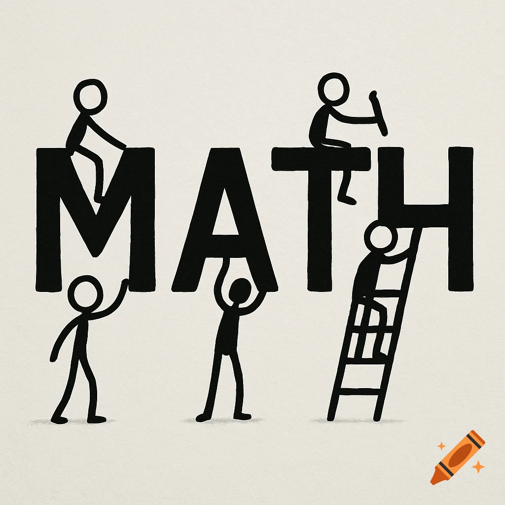 Black and white illustration of stick figures assembling the letters of ...