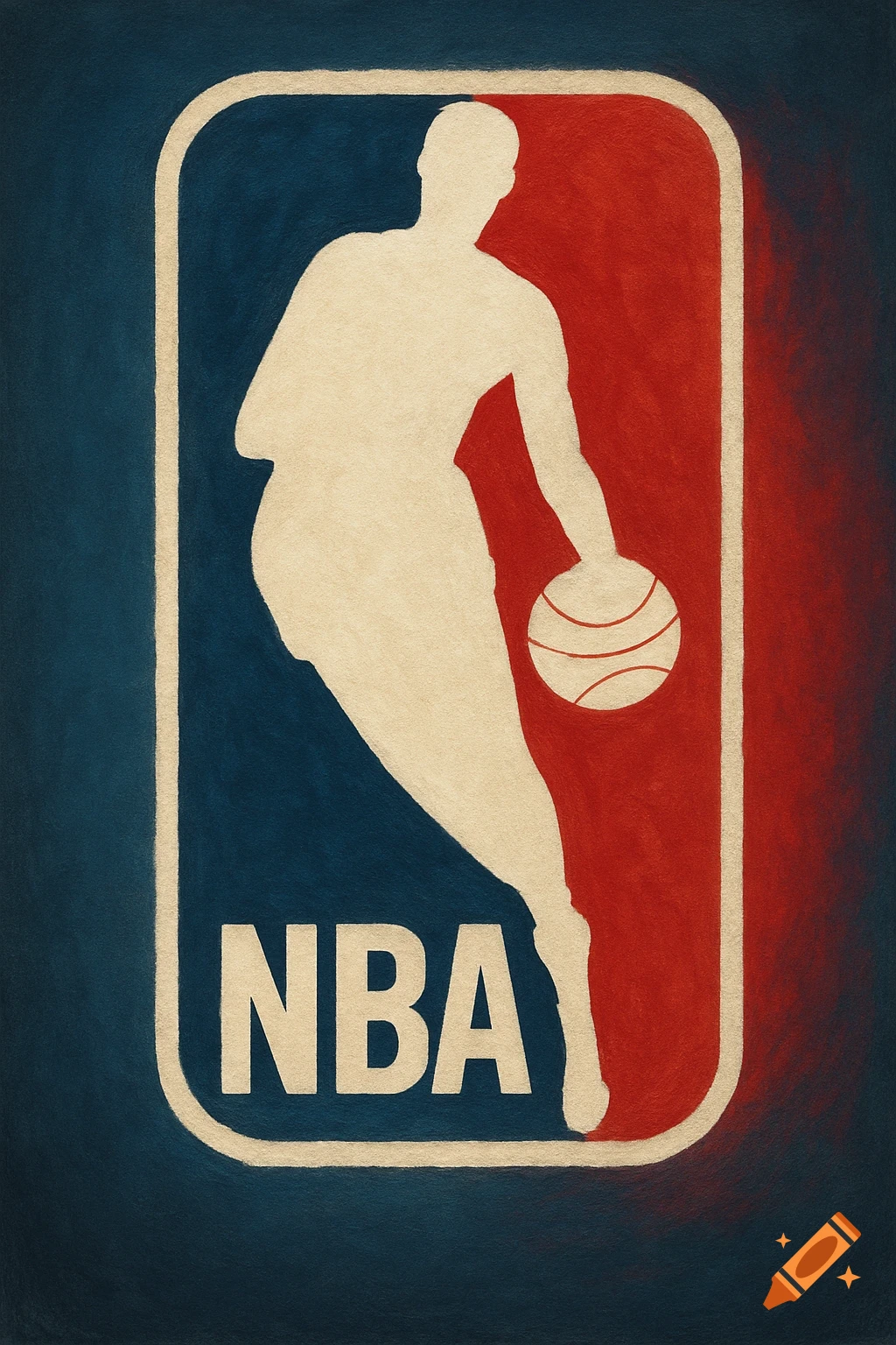 Stylized NBA logo with a silhouette of a basketball player in red and ...