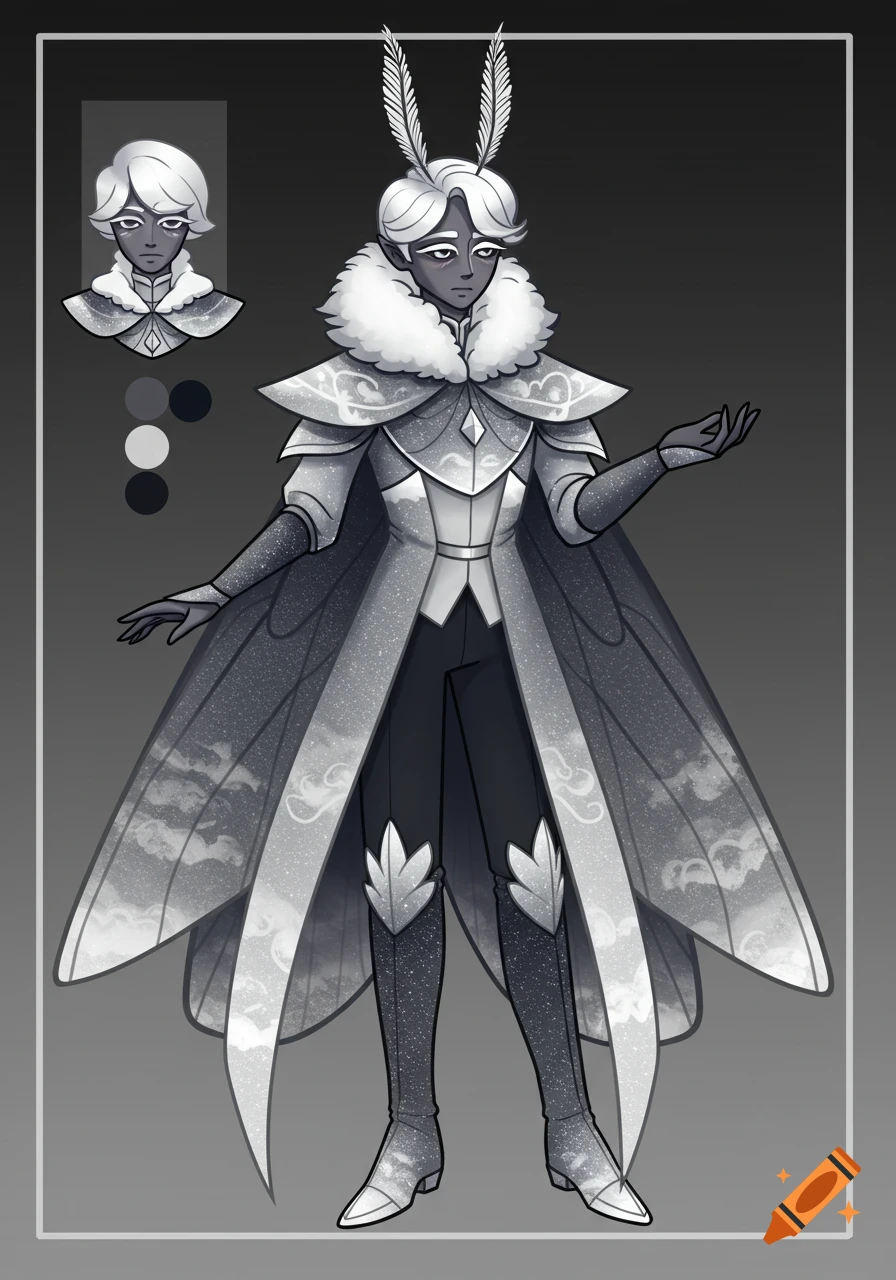 A male faerie knight with moth wings and antennae, wearing an elegant ...