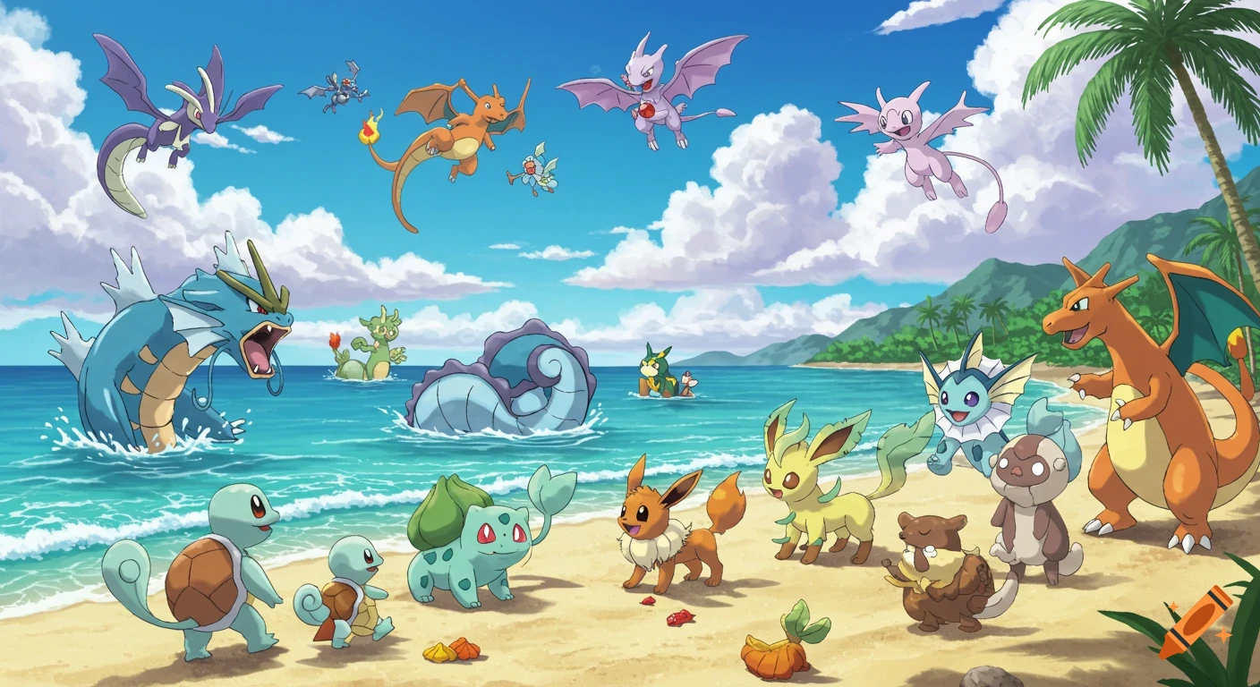 Numerous Pok mon characters including Gyarados, Charizard, Mew ...