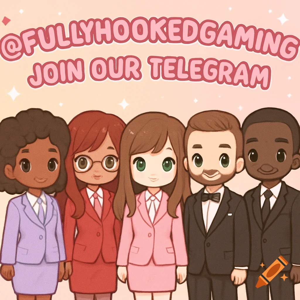 Five diverse, kawaii-style cartoon characters in business suits. Text ...