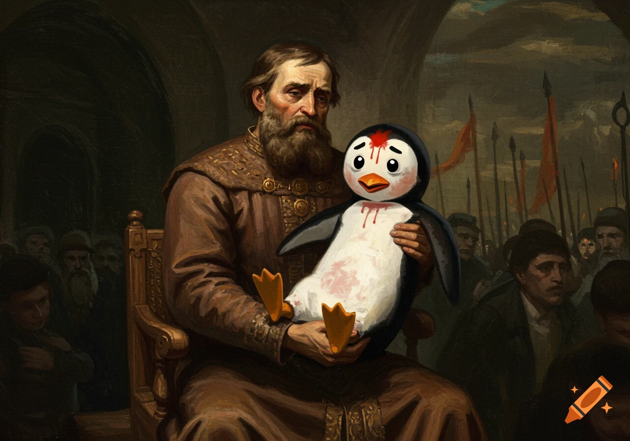 A man in a historical painting style, resembling Ivan the Terrible ...