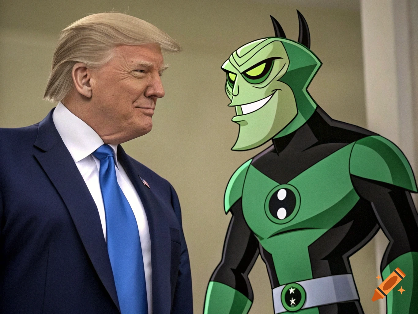 Donald Trump standing next to the cartoon character Vilgax from Ben 10 ...