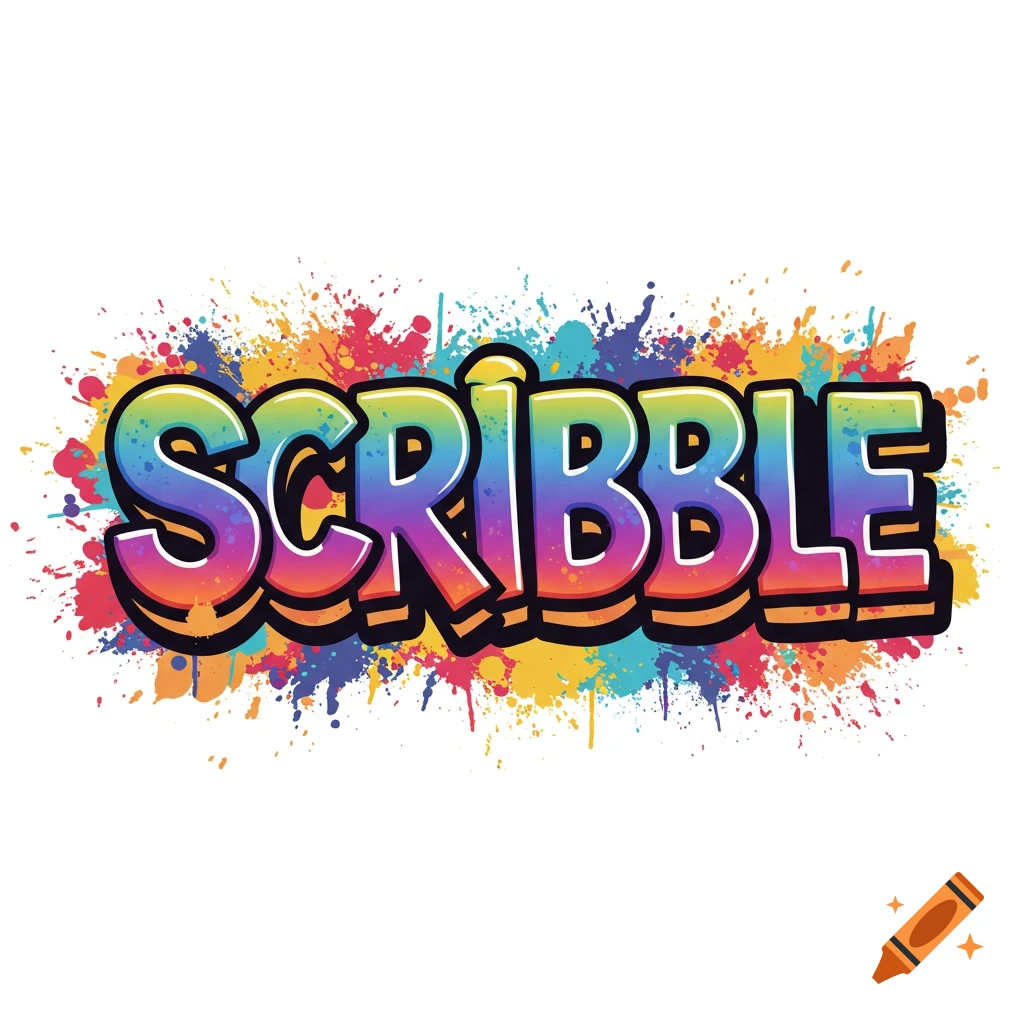 The word 'SCRIBBLE' in colorful, bubbly graffiti text with a rainbow ...