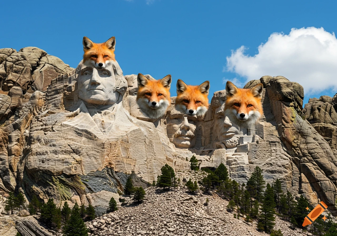 Photorealistic image of Mount Rushmore with the four presidents' faces ...