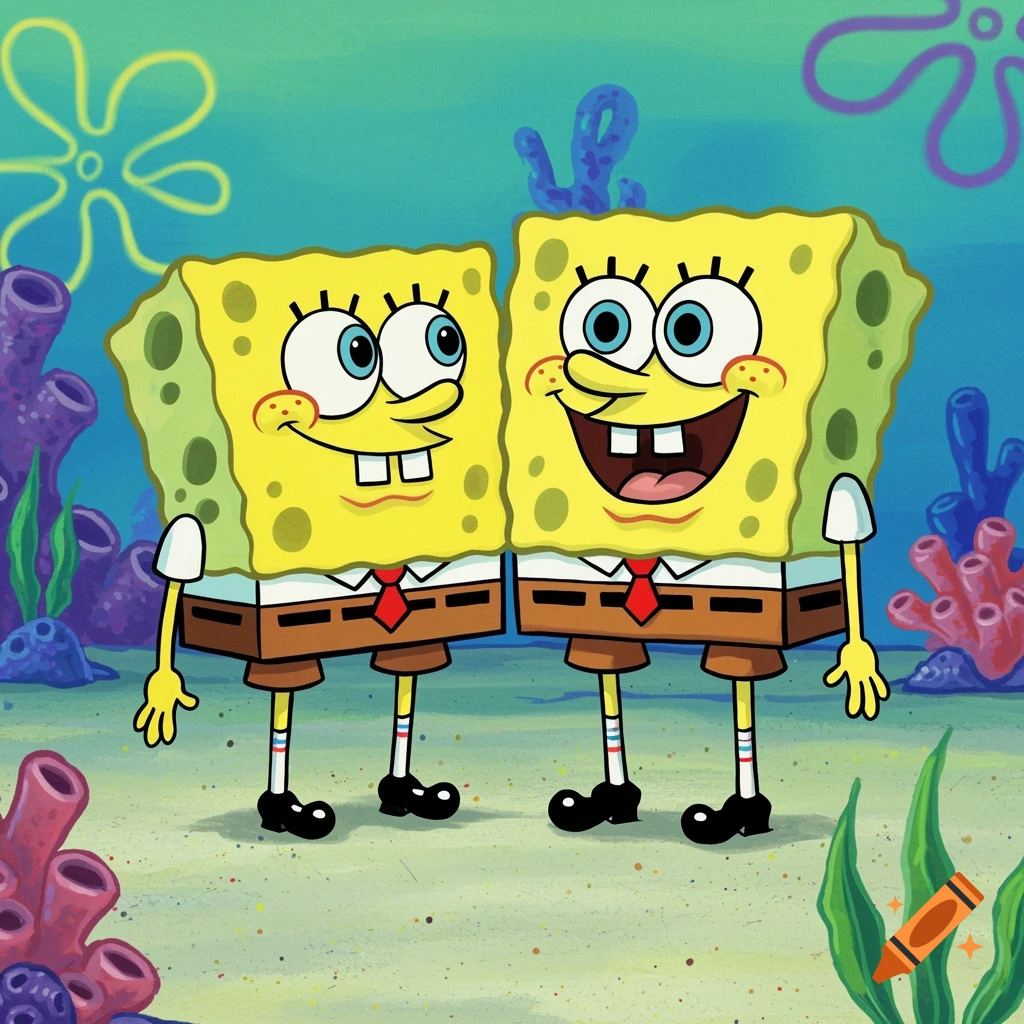 Two SpongeBob SquarePants characters, one appearing classic and one ...