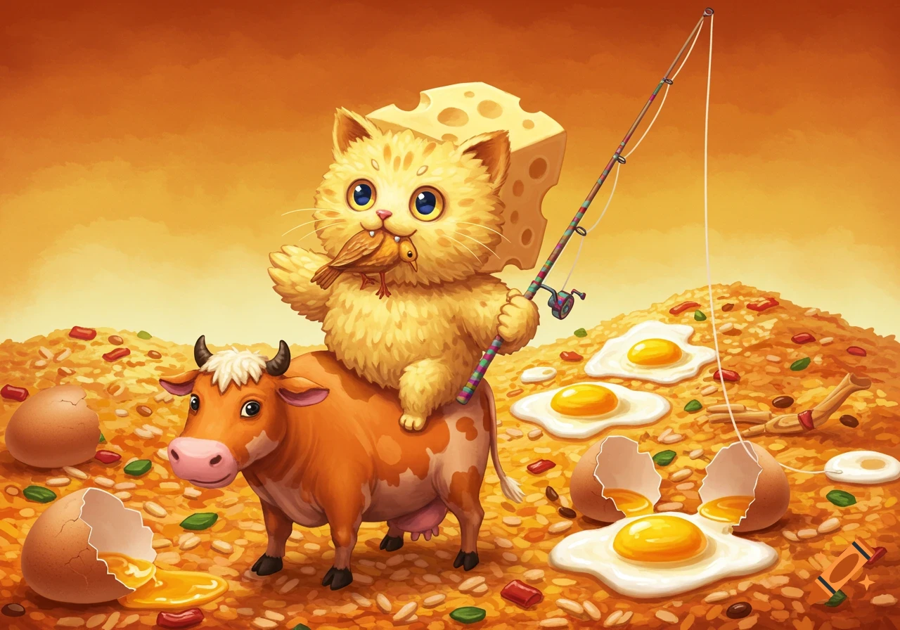 Cartoon Cat With Bird In Mouth