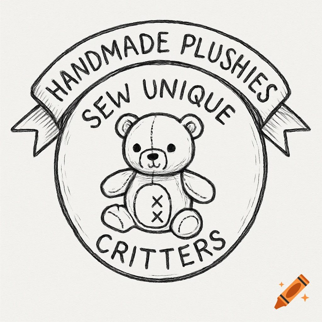 Doodle style logo featuring a teddy bear inside a circle with a banner ...
