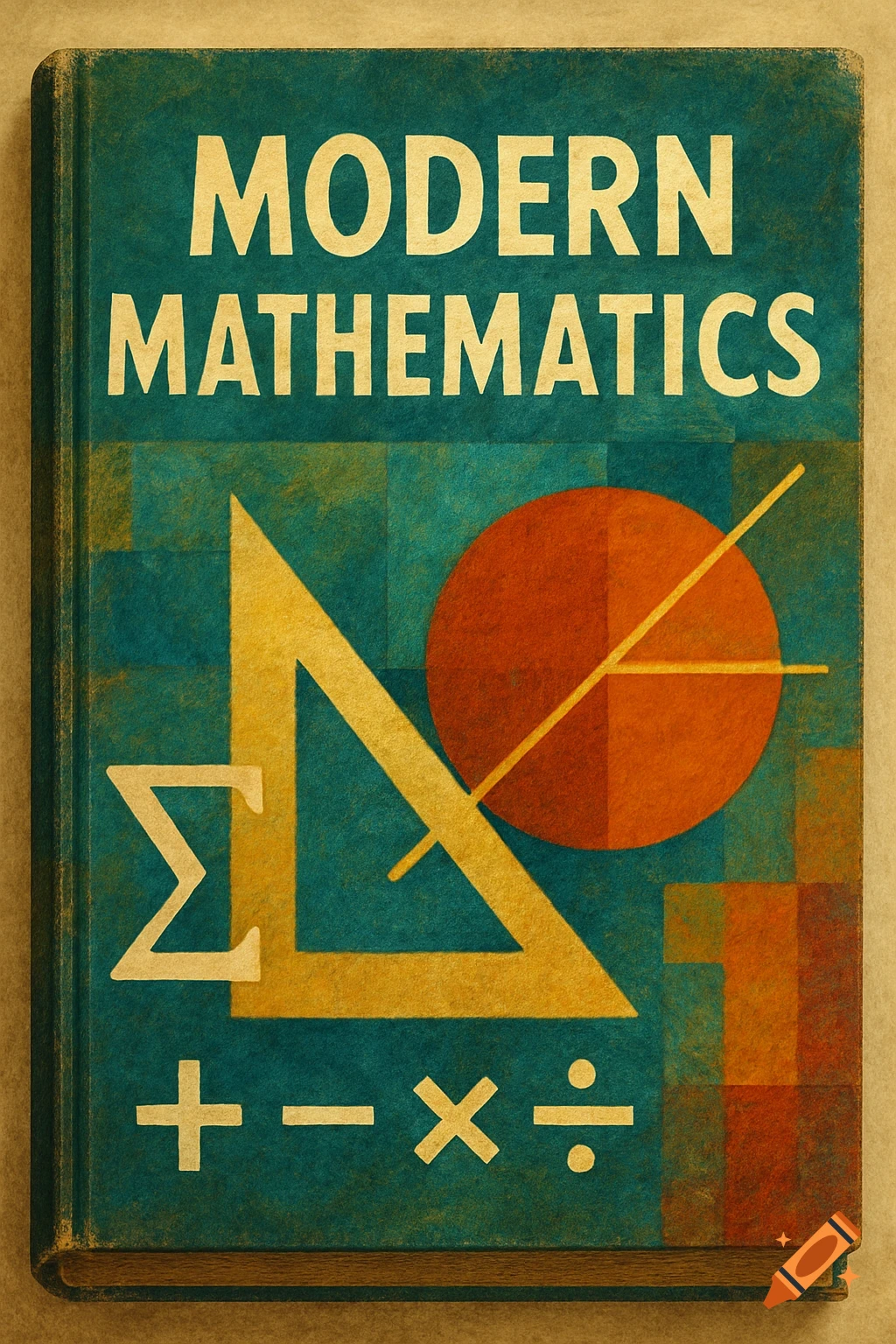 A vintage-style book cover for 'Modern Mathematics' featuring geometric ...