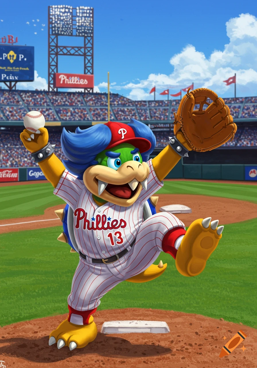 Ludwig Von Koopa from Mario, wearing a Philadelphia Phillies baseball ...