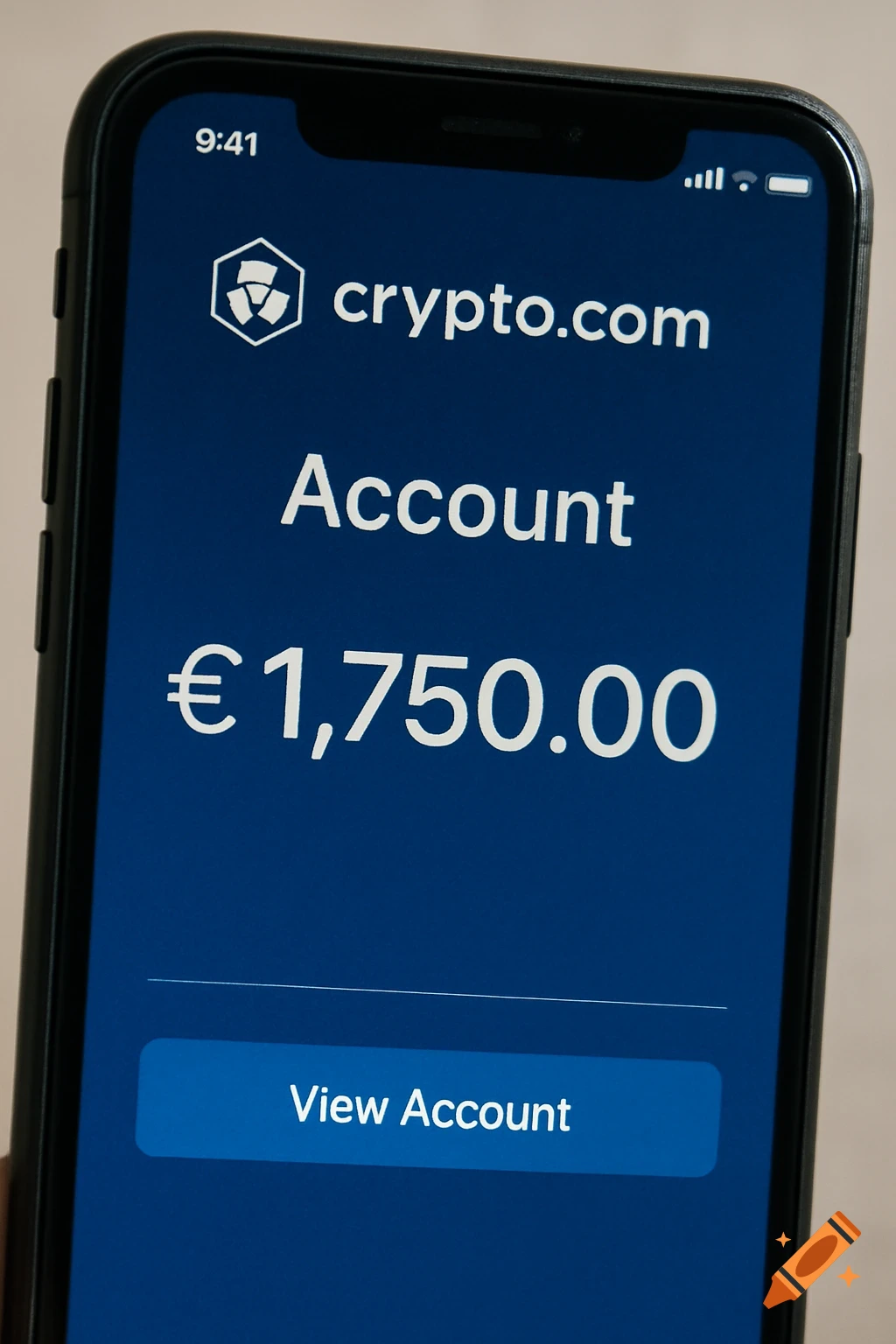 Close-up of a smartphone displaying the Crypto.com app with an account ...