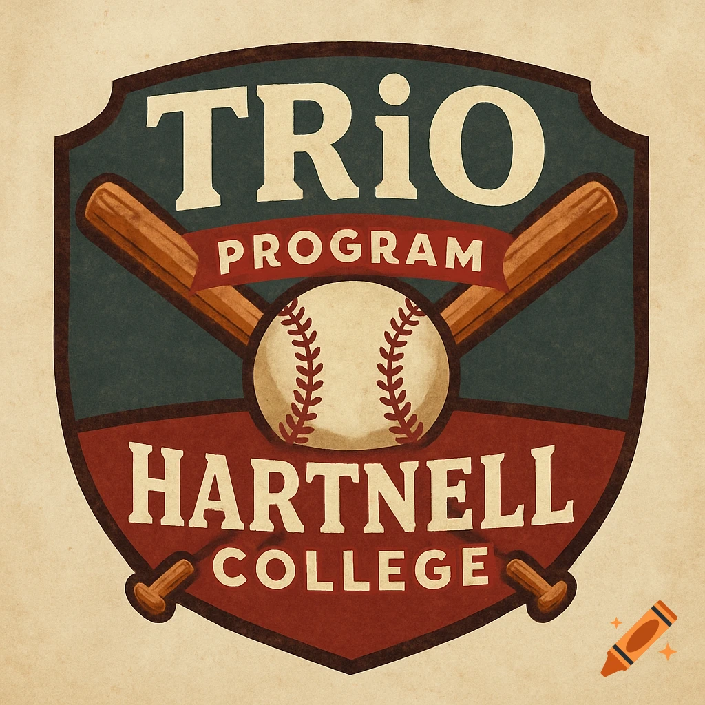 Vintage baseball logo for Hartnell College's TRiO Program, with bats, a ...