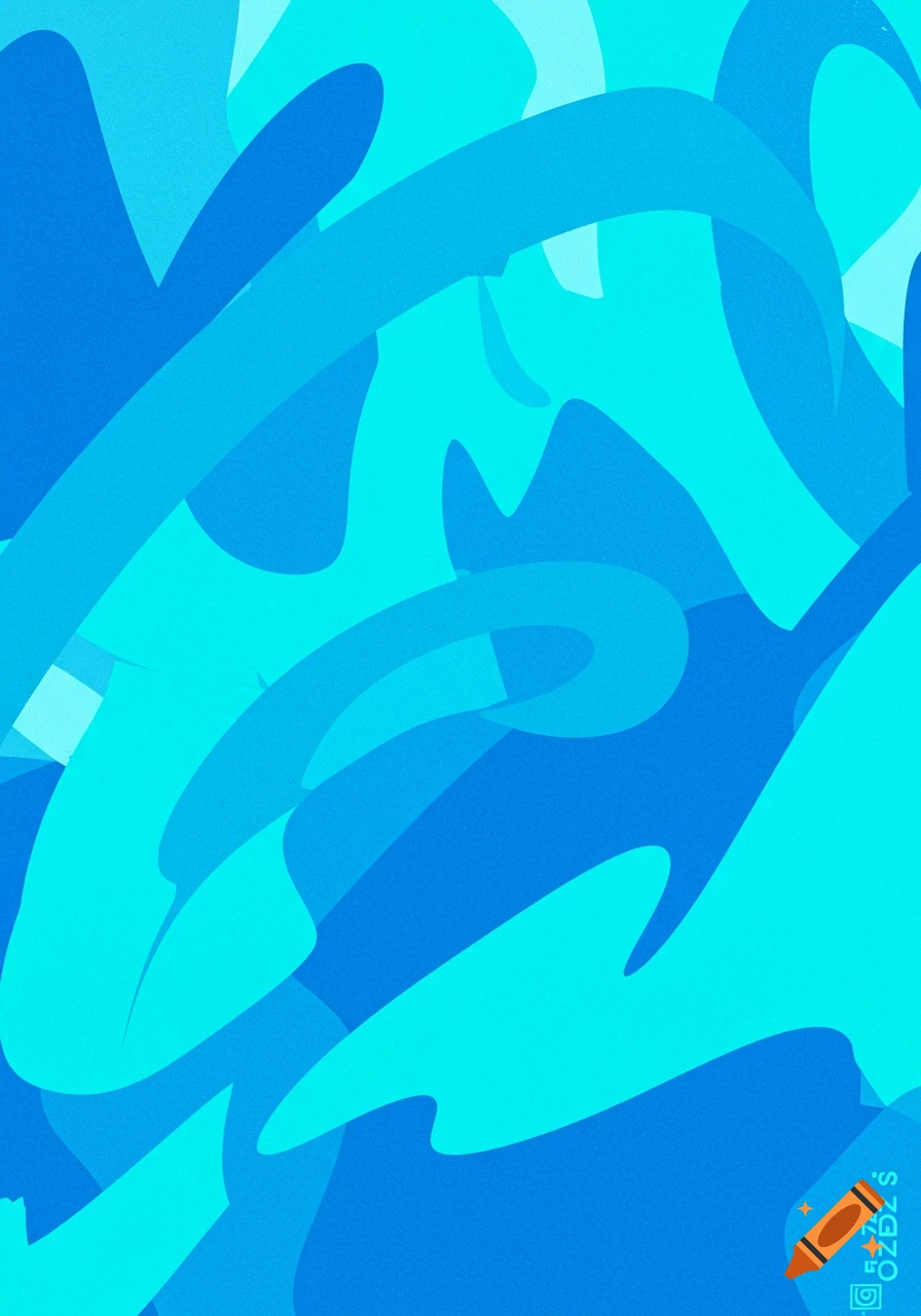 Abstract pattern of swirling and overlapping blue and cyan shapes with ...