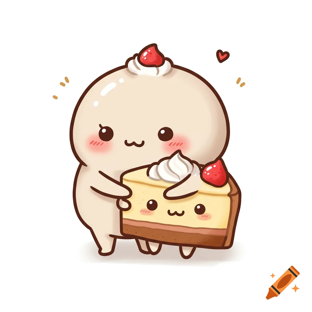 A cute, chubby, light-colored cartoon character with blushing cheeks ...