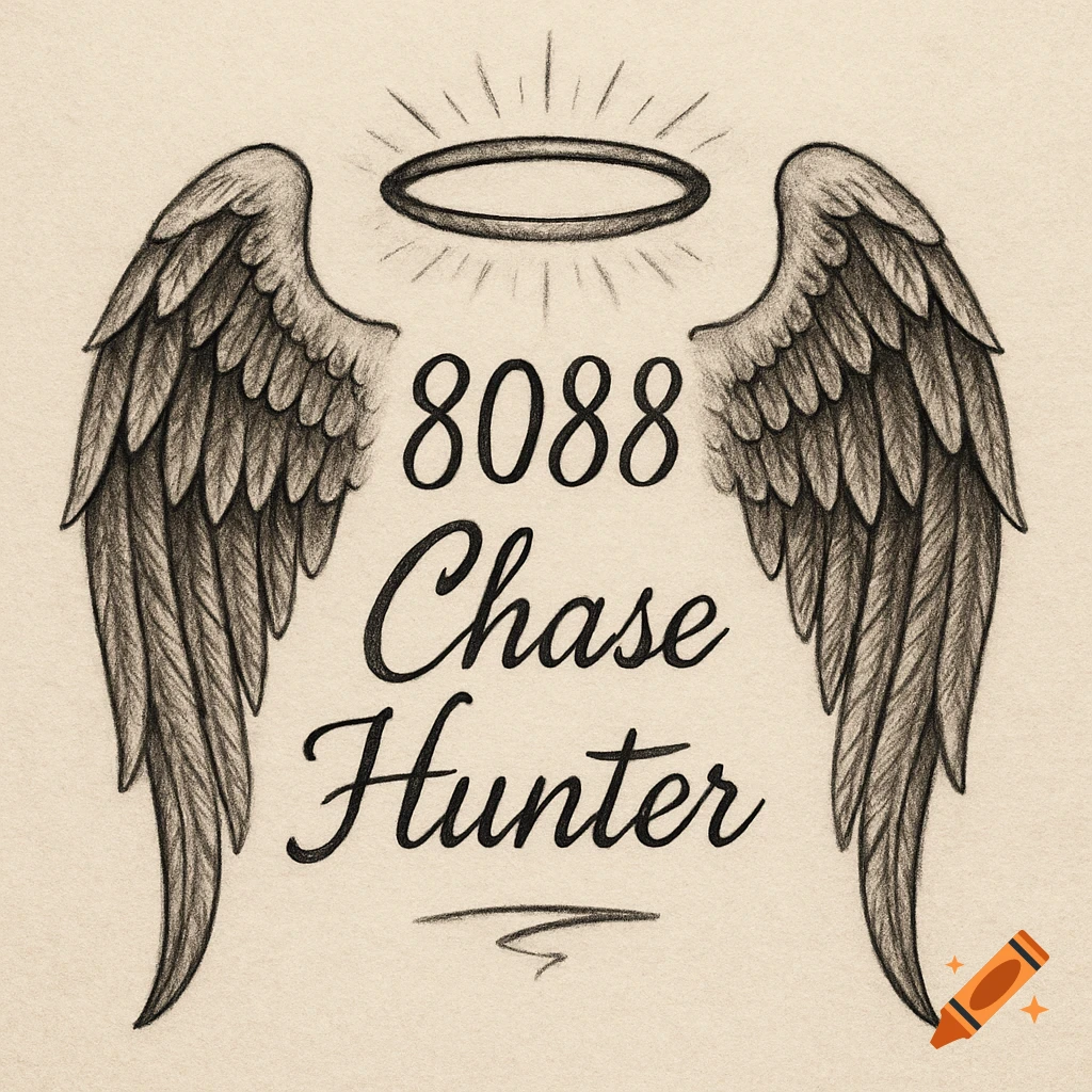 A black and gray pencil sketch of angel wings with a halo above them ...