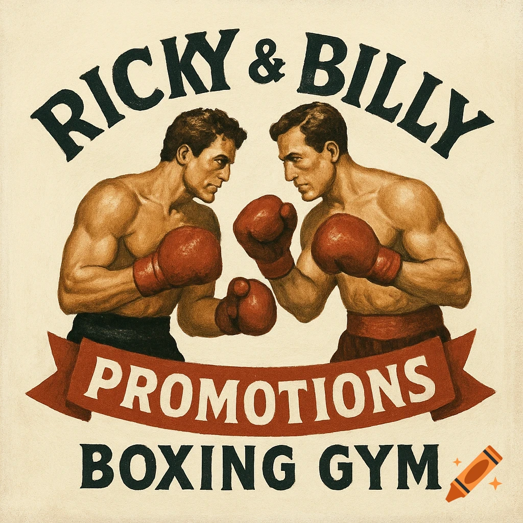 Vintage-style logo featuring two boxers in red gloves, with text 'Ricky ...