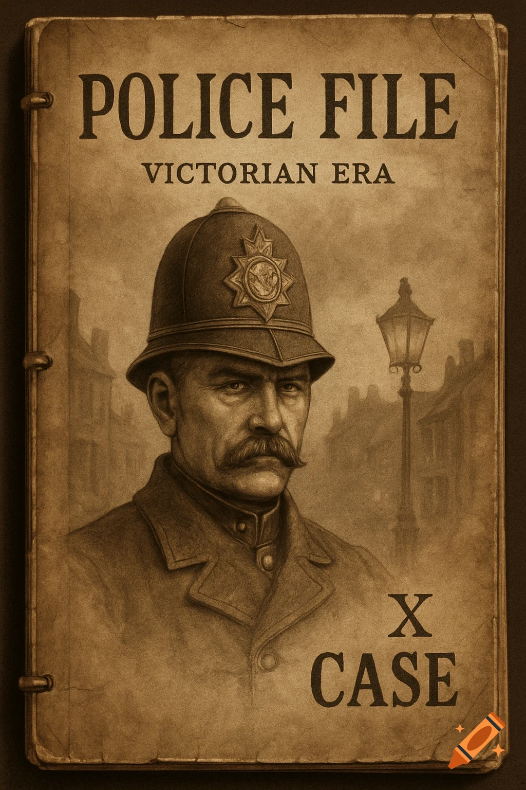 Sepia-toned drawing of a stern Victorian police officer on the cover of ...