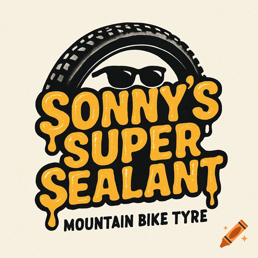 Logo for Sonny's Super Sealant featuring a bike tire, sunglasses, and ...