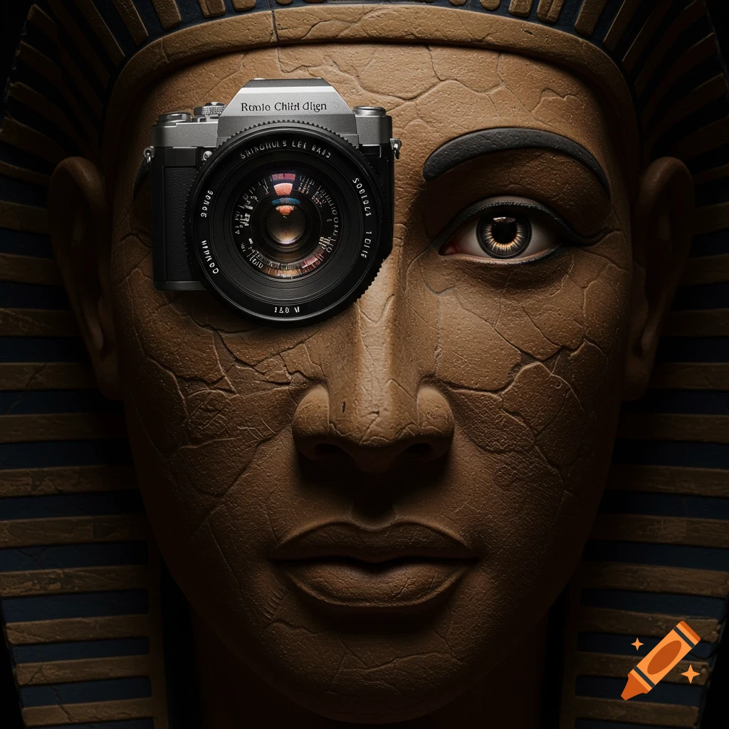 Close-up photorealistic image of an ancient Egyptian pharaoh statue ...