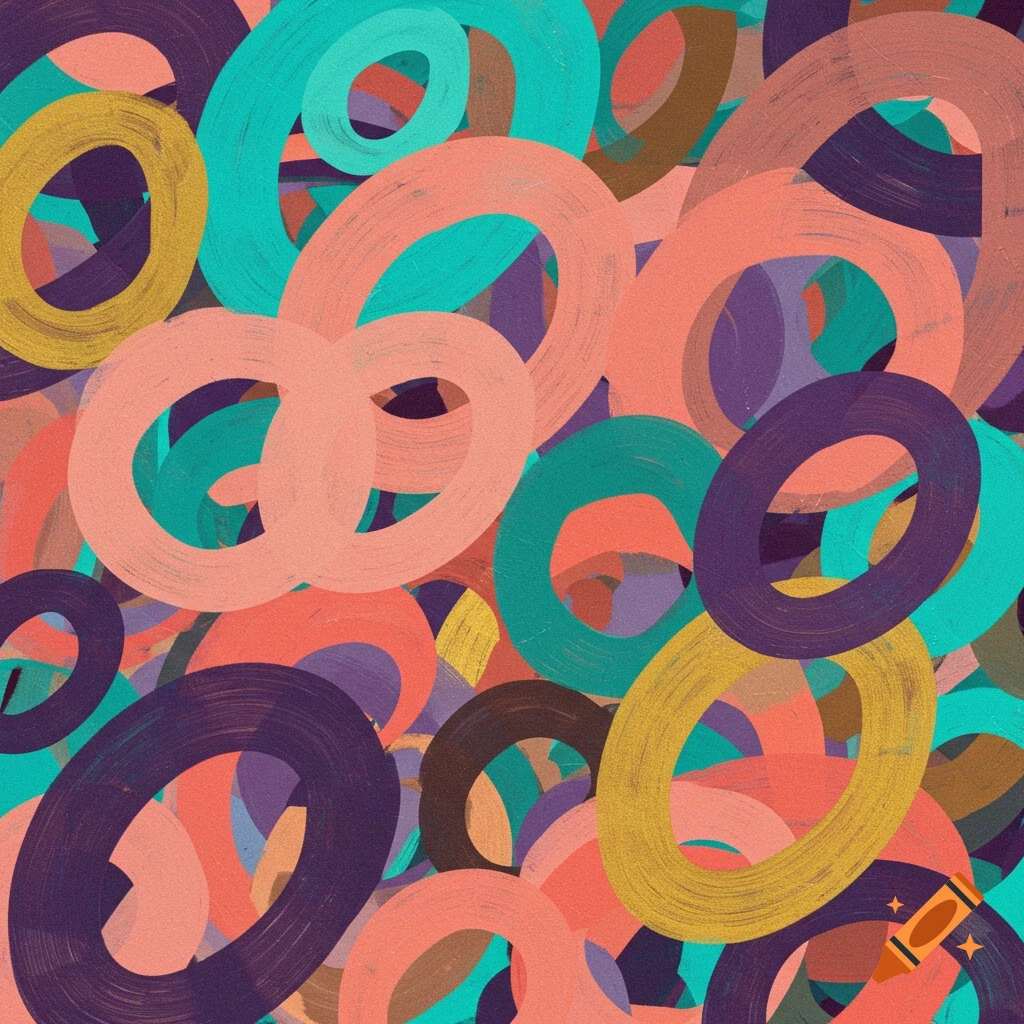Abstract pattern of overlapping colorful ellipses with a textured ...