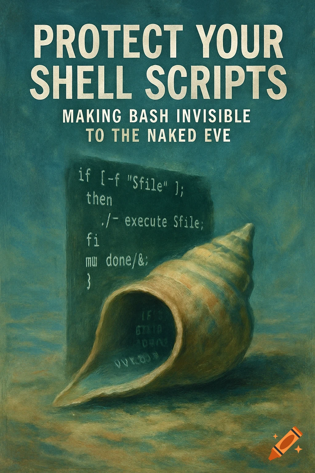 A stylized poster with text "PROTECT YOUR SHELL SCRIPTS: MAKING BASH ...