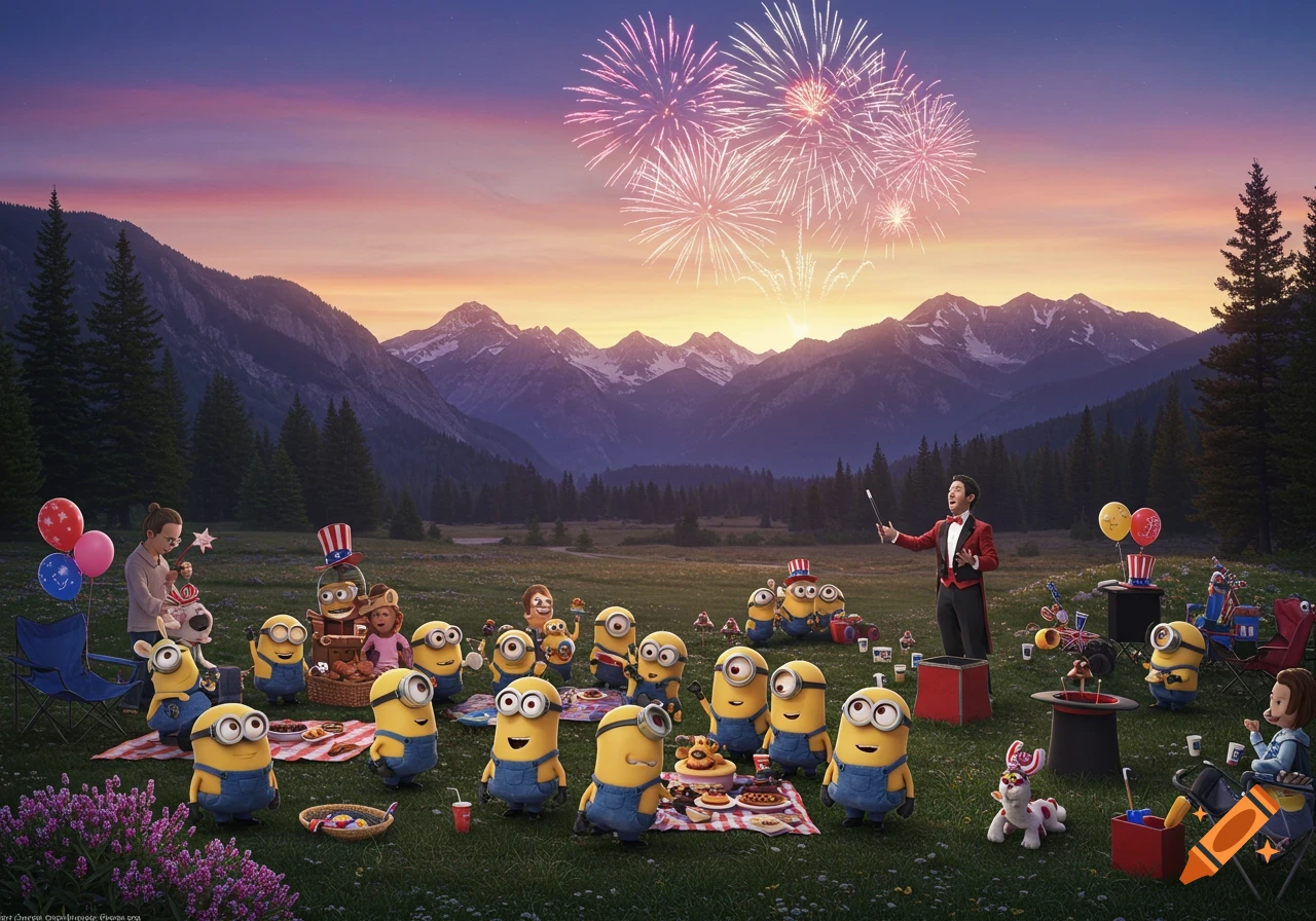 Minions, a magician, and people enjoy a 4th of July picnic with ...