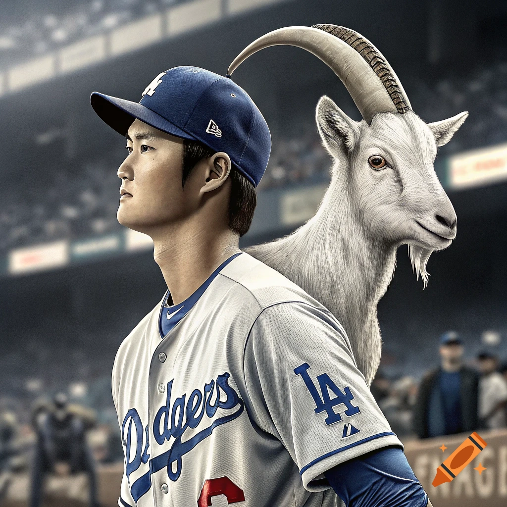 Photorealistic image of baseball player Shohei Ohtani in a Dodgers ...