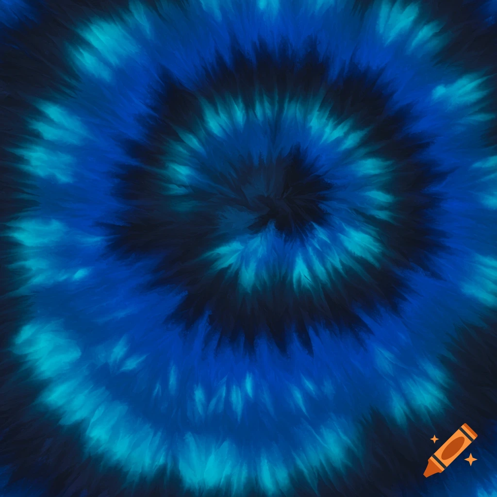 A vibrant blue and black spiral tie-dye pattern. on Craiyon