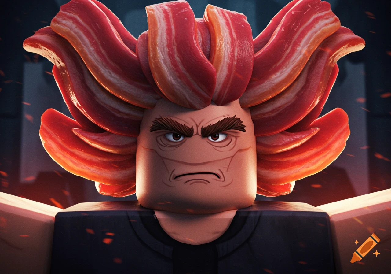Close-up of a Roblox-style character with a grumpy expression and ...