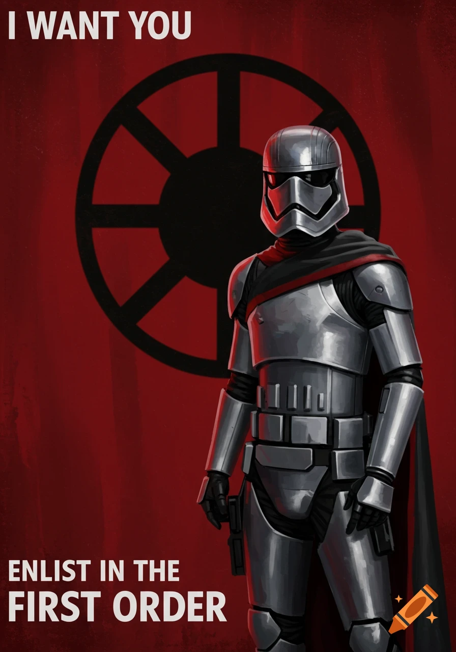 Captain Phasma from Star Wars in a red and black propaganda poster with ...
