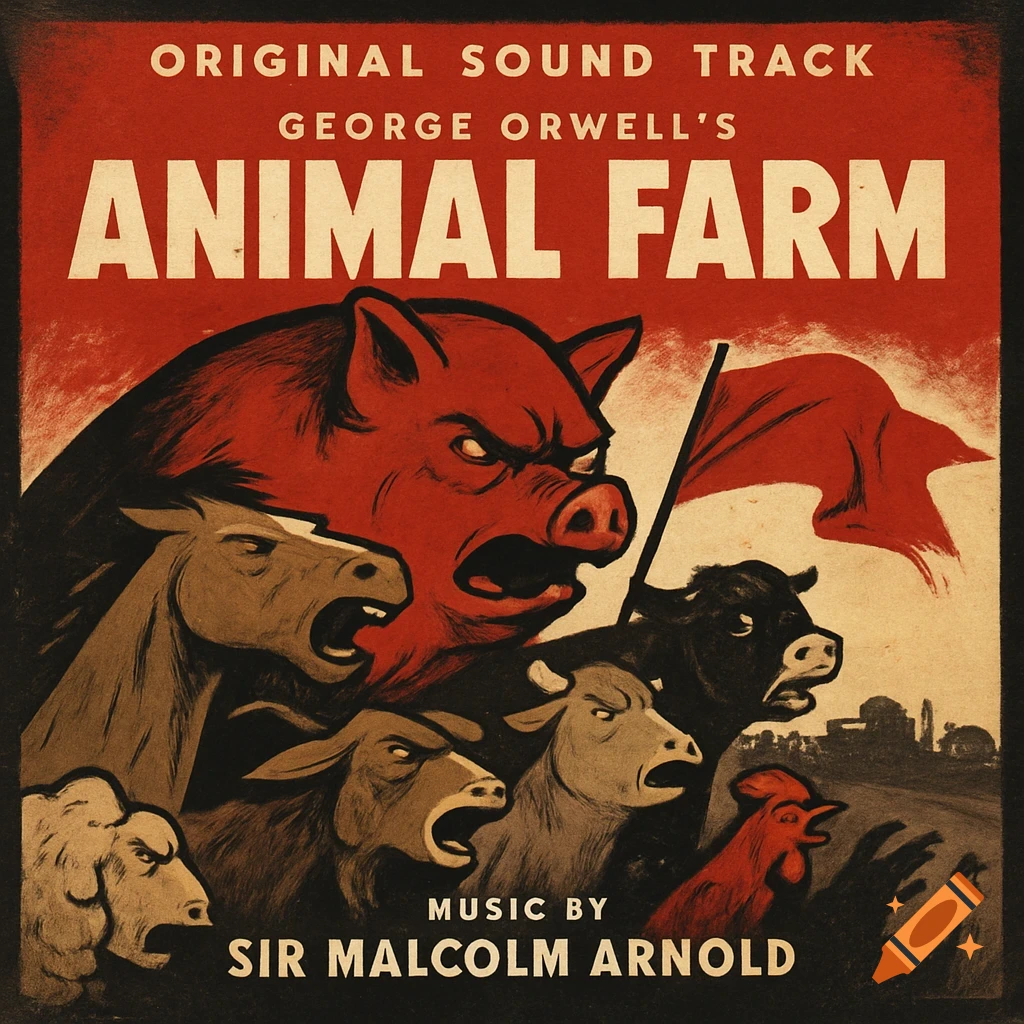 Vintage propaganda-style poster for George Orwell's Animal Farm ...