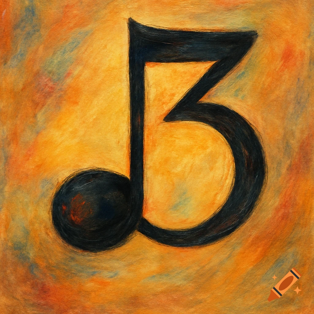 A black musical quarter note symbol combined with the number 3, against ...
