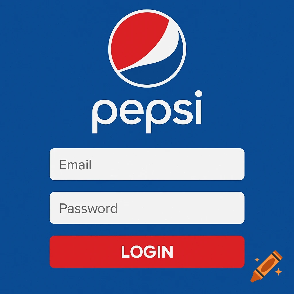 A clean, sharp image of a Pepsi-themed login screen with fields for ...