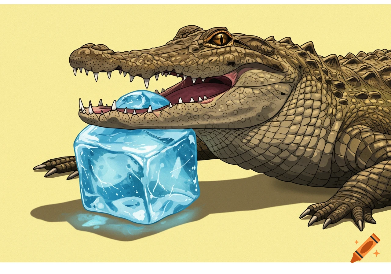 An illustration of an alligator opening its mouth wide to hold a large ...
