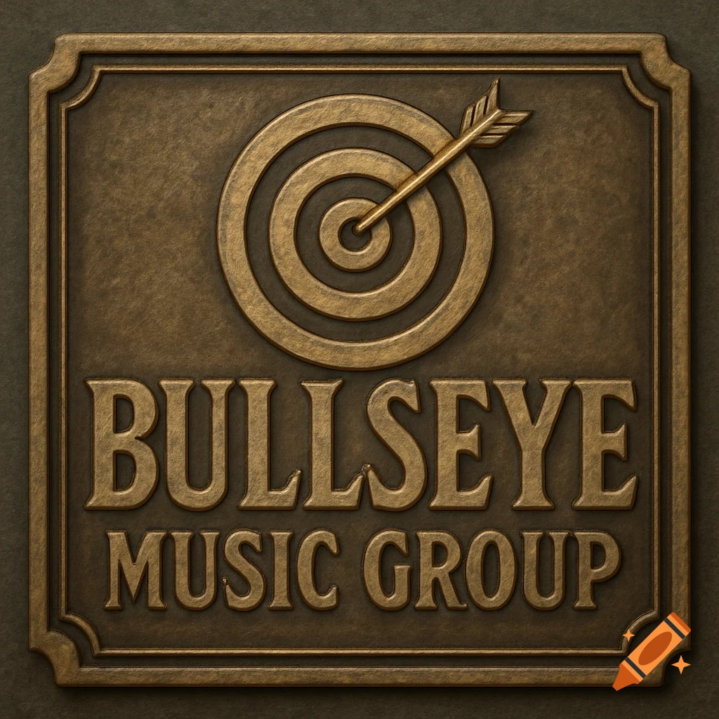 A detailed bronze plaque featuring a bullseye target with an arrow, and ...