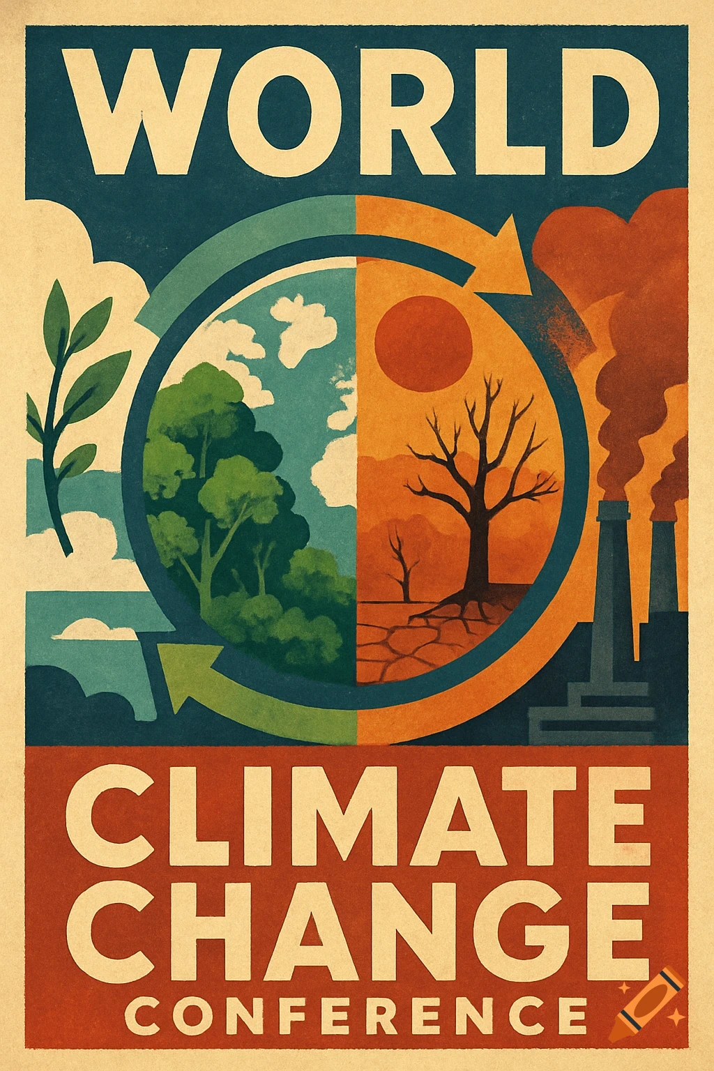 A vintage-style poster showing a cycle of healthy environment to ...