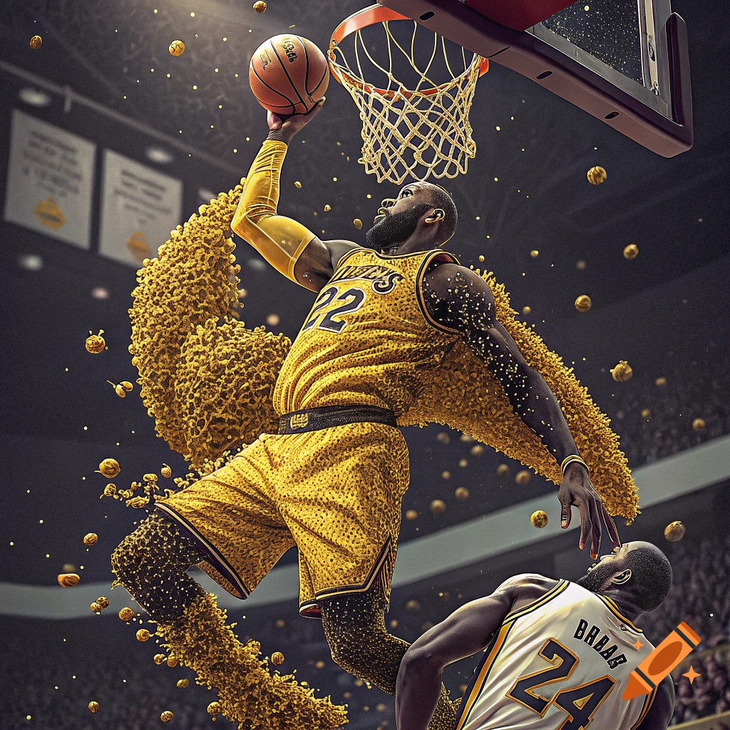 A hyperrealistic image of a basketball player made of bees, resembling ...