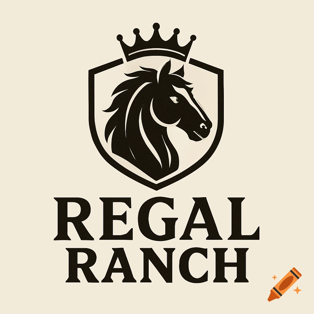 A black and white logo featuring a horse head inside a shield topped ...