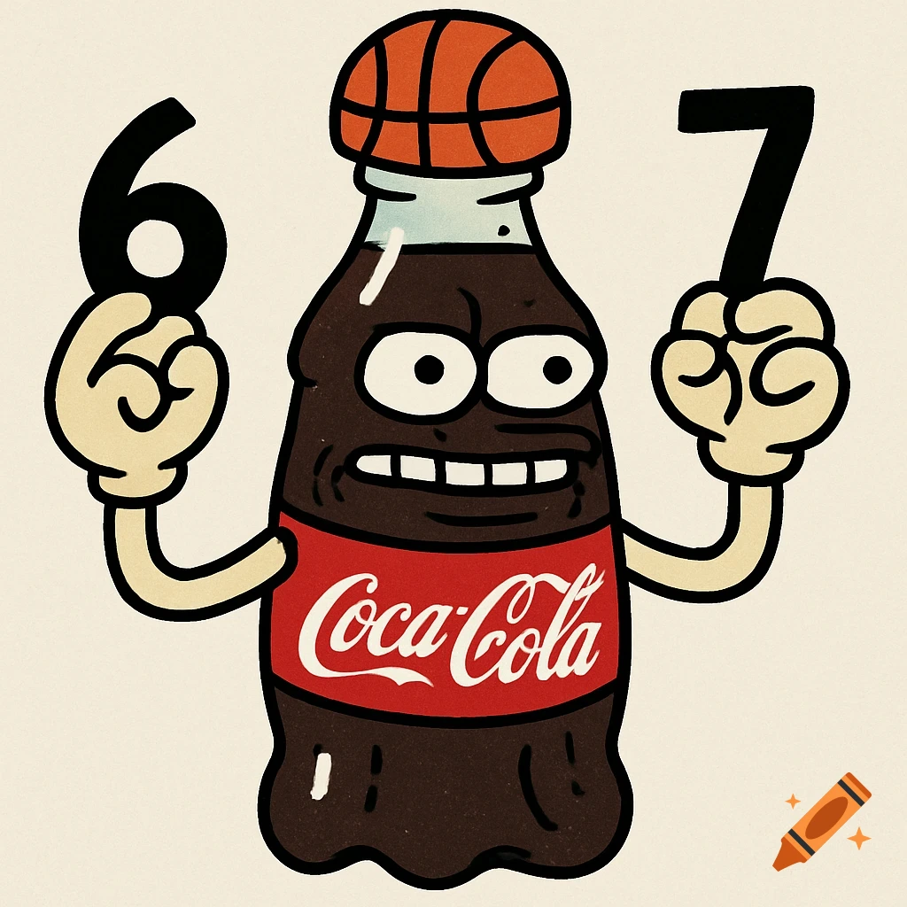 A cursed cartoon style Coca-Cola bottle with a basketball cap, holding ...