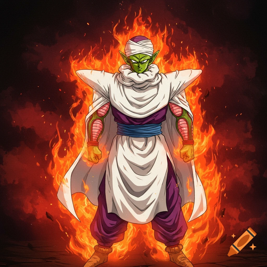 Piccolo from Dragon Ball Z standing in a white cloak and turban ...