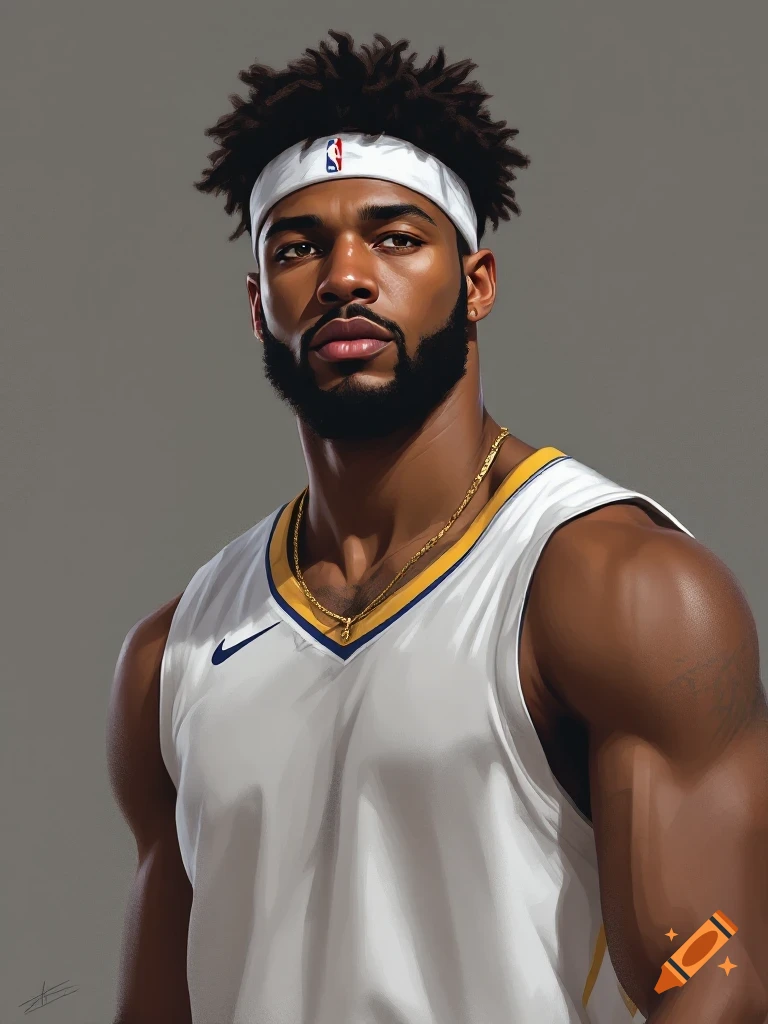 Portrait of a Black male basketball player with a beard, wearing a ...